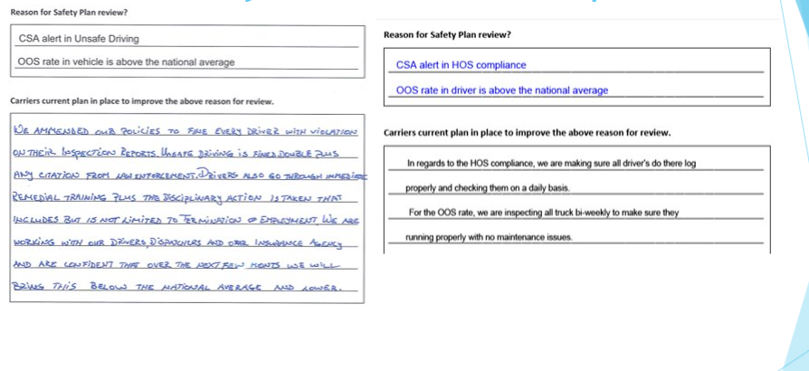 Carrier Safety Form: Good Examples - DTS Education