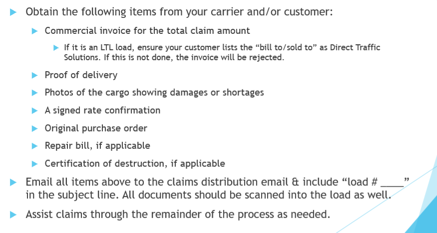 Cargo Claim Process & Procedure: Account Manager/Salesperson - DTS ...